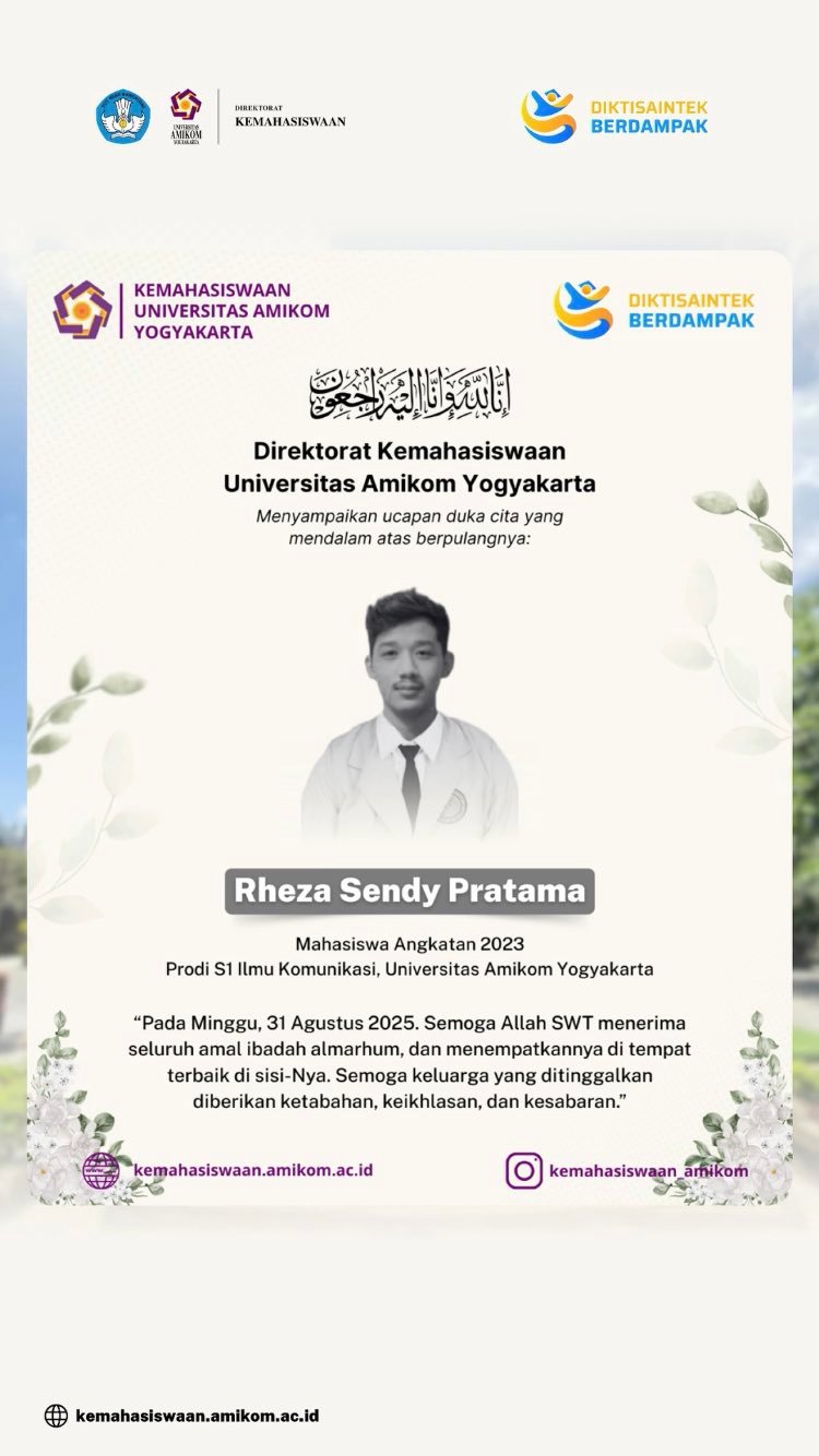 INNALILLAHI... Rheza Sendy Pratama Mahasiswa AMIKOM Jogja tewas saat Demo, INI KRONOLOGINYA ...
