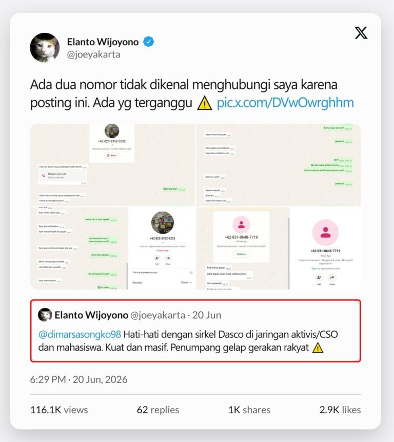 Gara-gara posting ini, dihubungi nomor tak dikenal minta dihapus ...